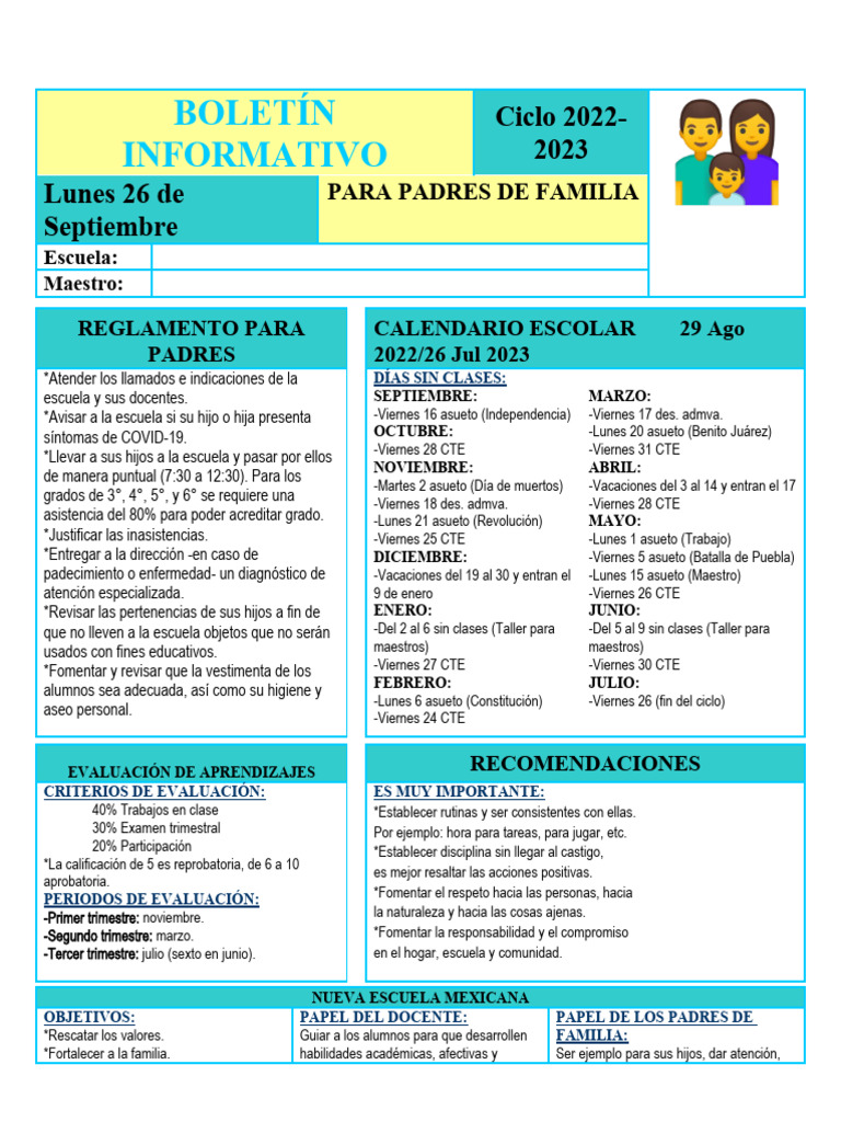 Boletìn Informativo Tamaño Carta | PDF | Evaluación