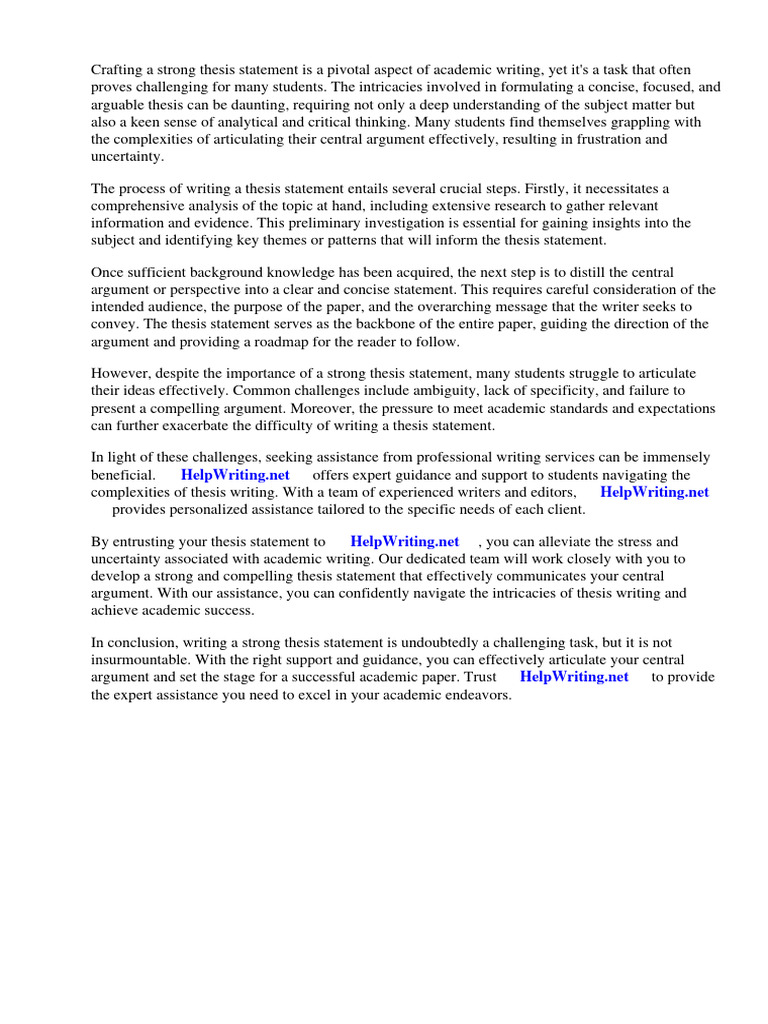 How to Write a Strong Thesis Statement | PDF | Essays | Thesis