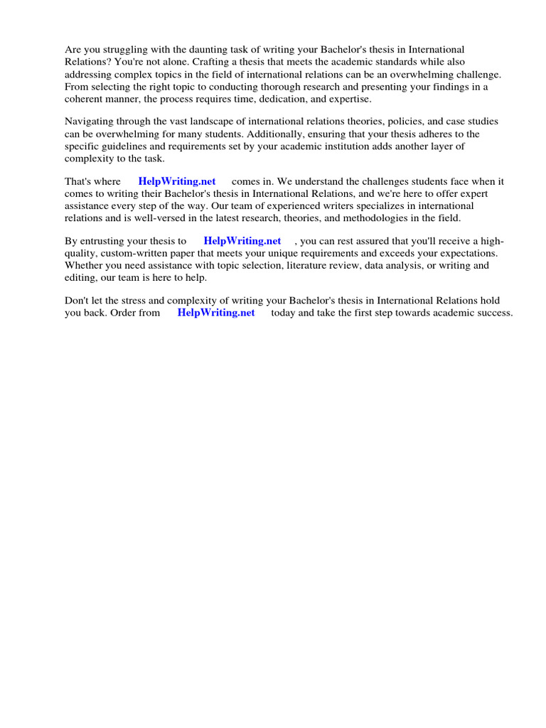 Topics Bachelor Thesis International Relations | PDF | Thesis | Psychology