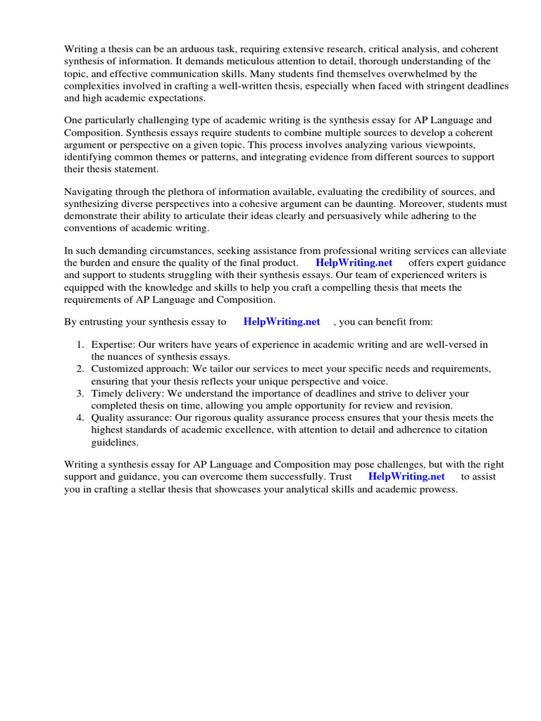 How To Write A Synthesis Essay AP Language and Composition | PDF ...