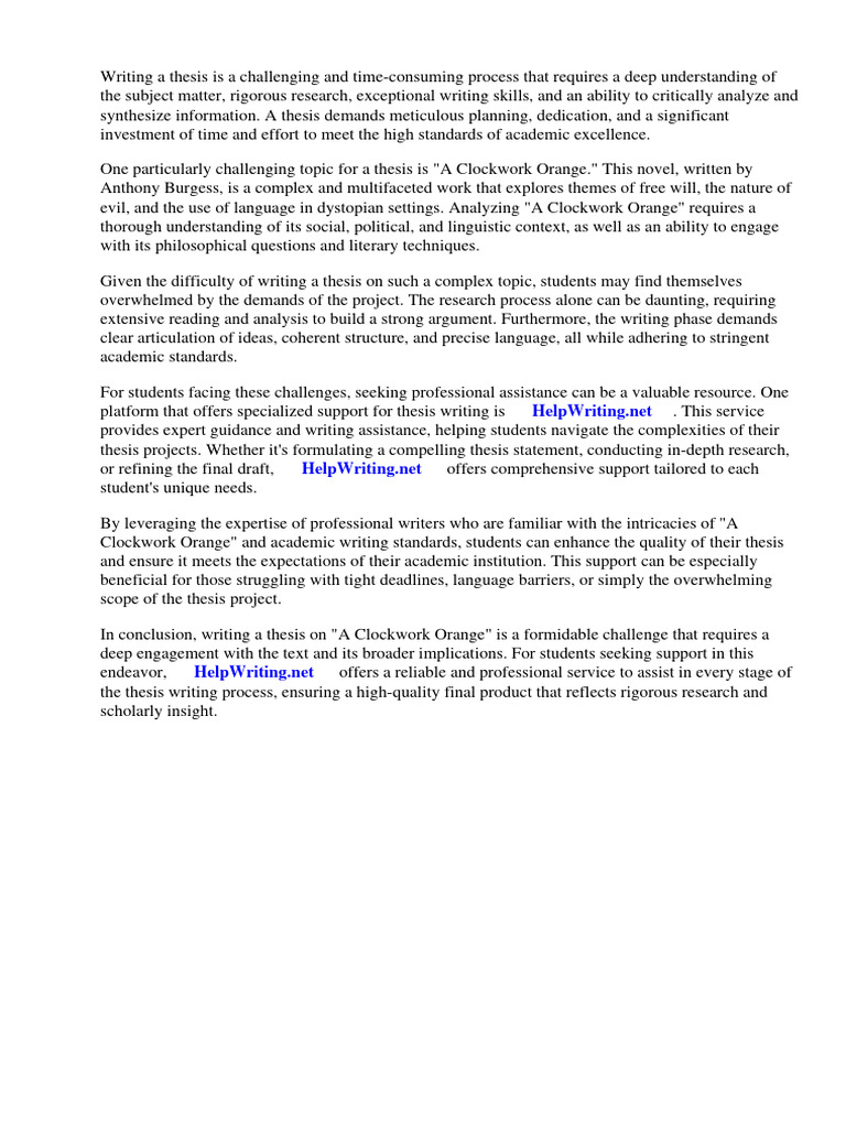 Clockwork Orange Thesis | PDF
