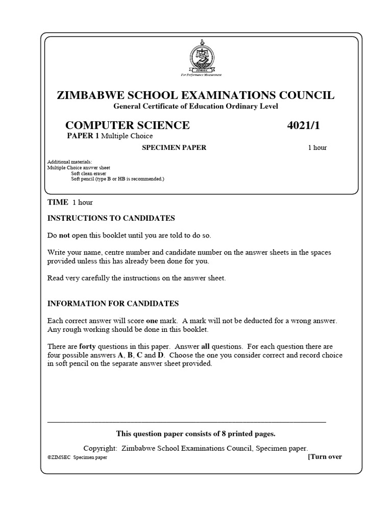 o-levels computer science exemplar | PDF | Computer Network | Computer Data Storage