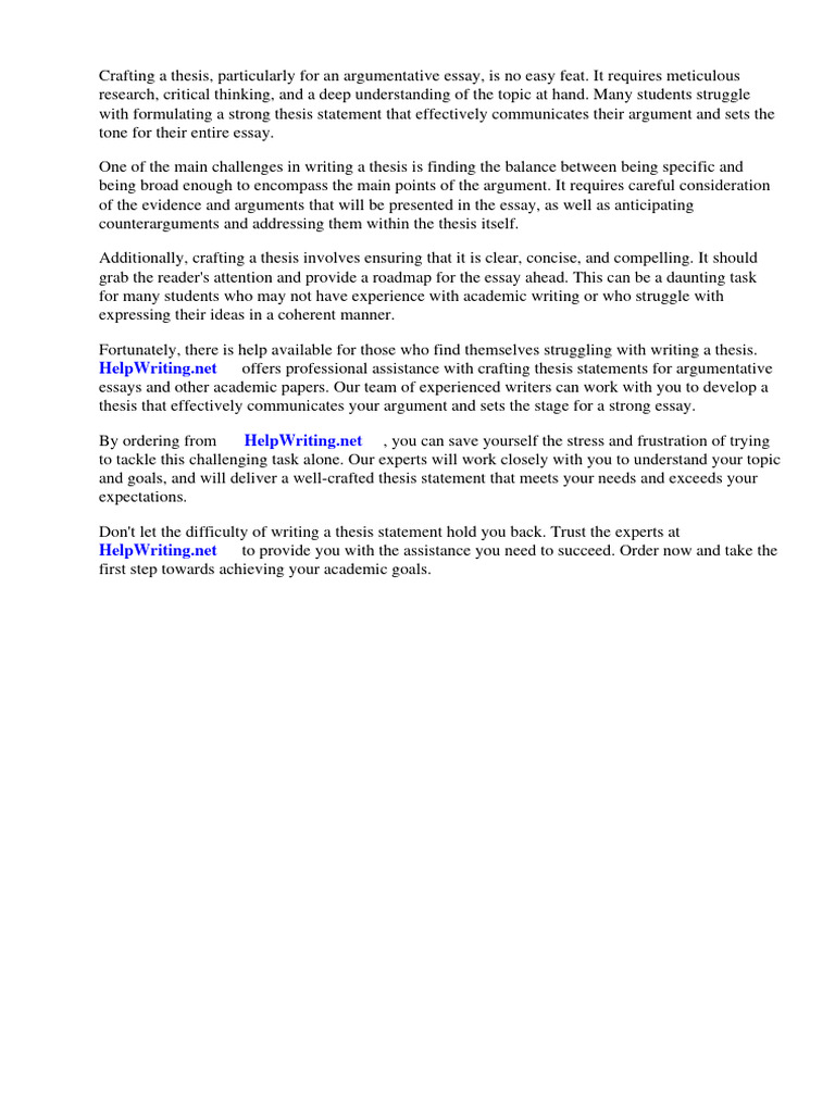 Argumentative Essay Thesis Example Pdf Essays Argument