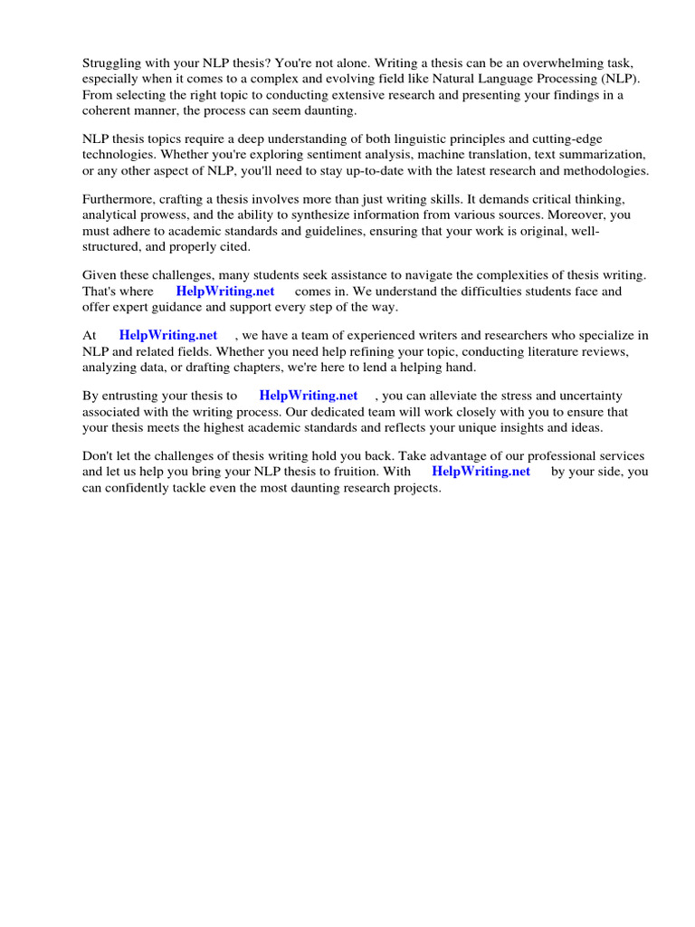 NLP Thesis Topics | PDF | Career & Growth