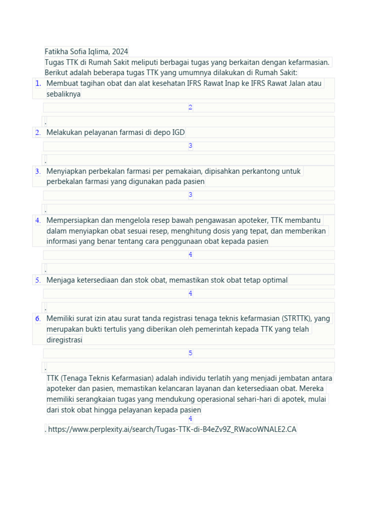Tugas TTK Di Rumah Sakit | PDF | Sains & Matematika
