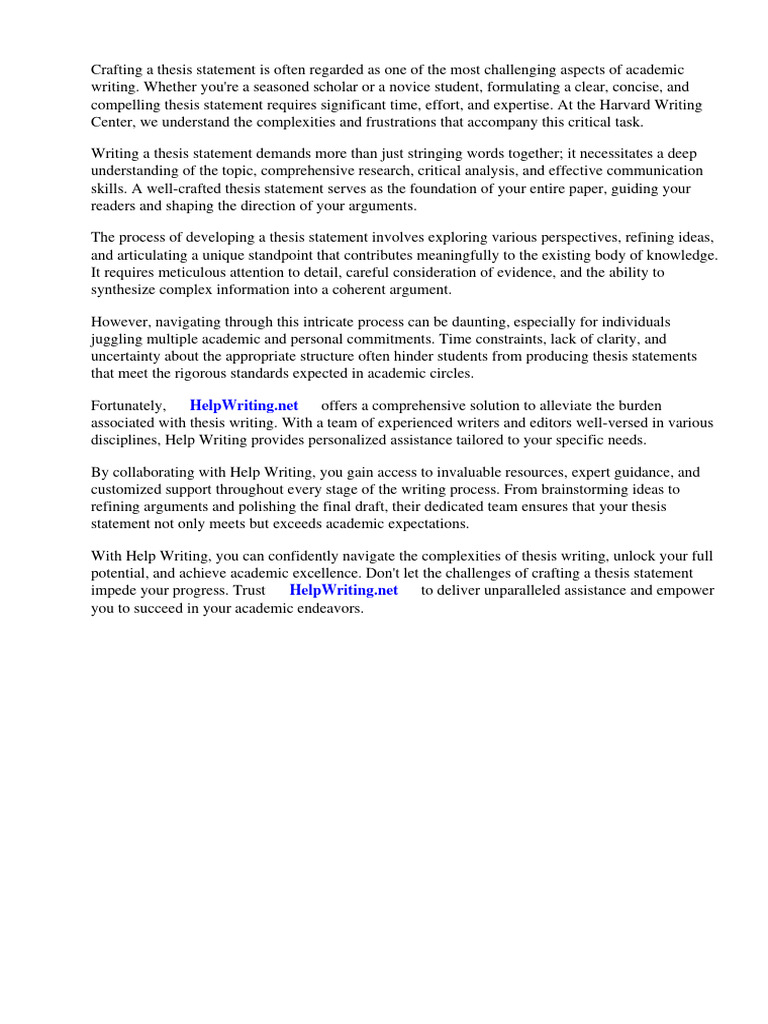 Thesis Statement Harvard Writing Center | PDF | Thesis | Essays