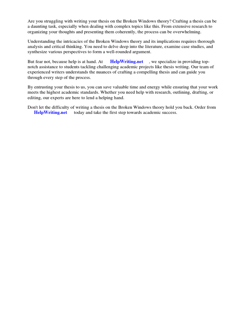 Thesis Broken Windows | PDF | Crimes | Crime & Violence