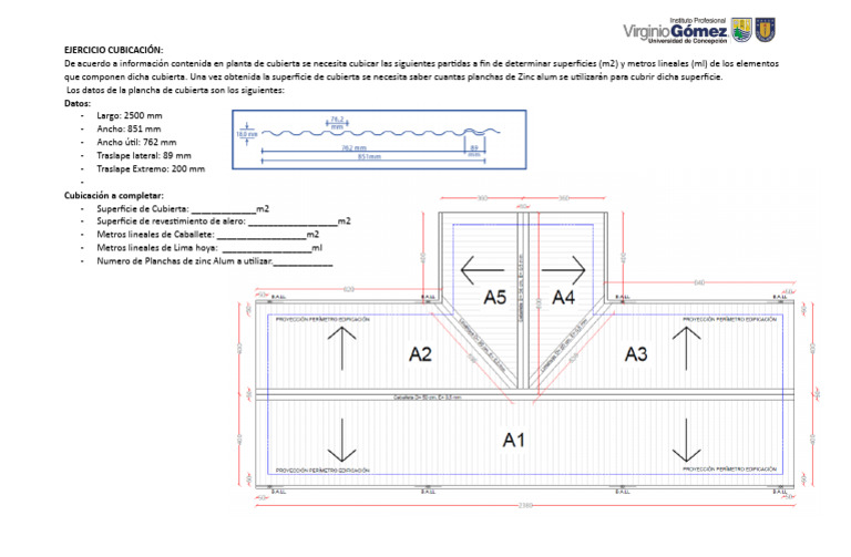 Ejercicio Cubicación Techumbre - Cubierta | PDF