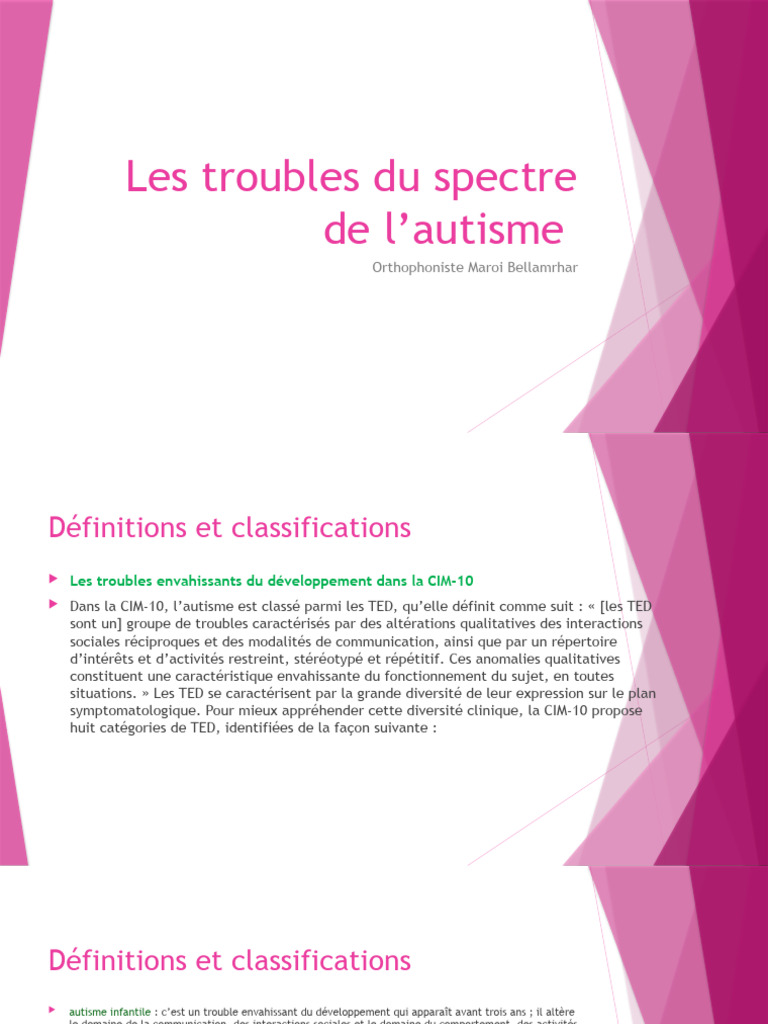 Troubles du spectre de l'autisme : définitions et manifestations | PDF | Trouble envahissant du ...