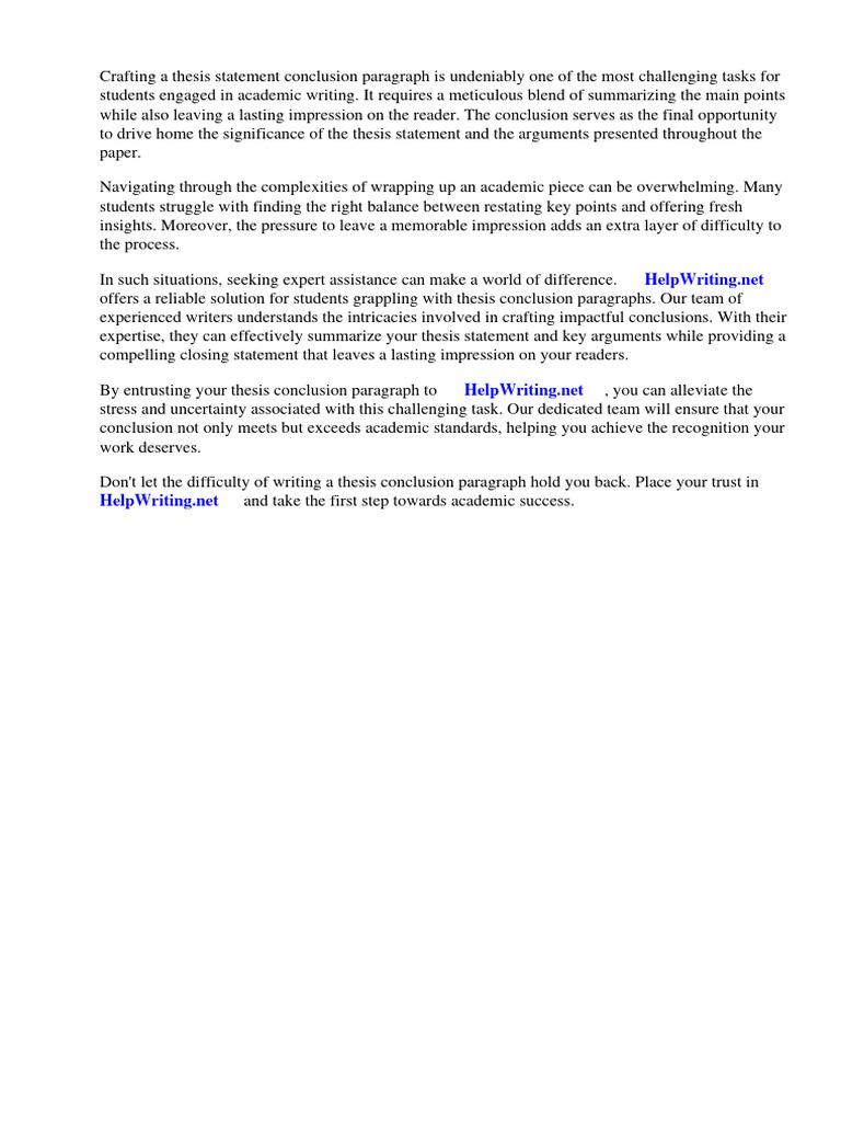 Thesis Statement Conclusion Paragraph | PDF | Essays | Thesis