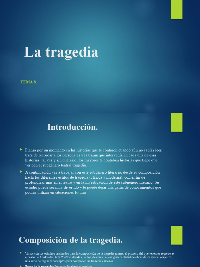 Análisis del Subgénero Teatral: Tragedia | PDF | Tragedia | Tragedia griega