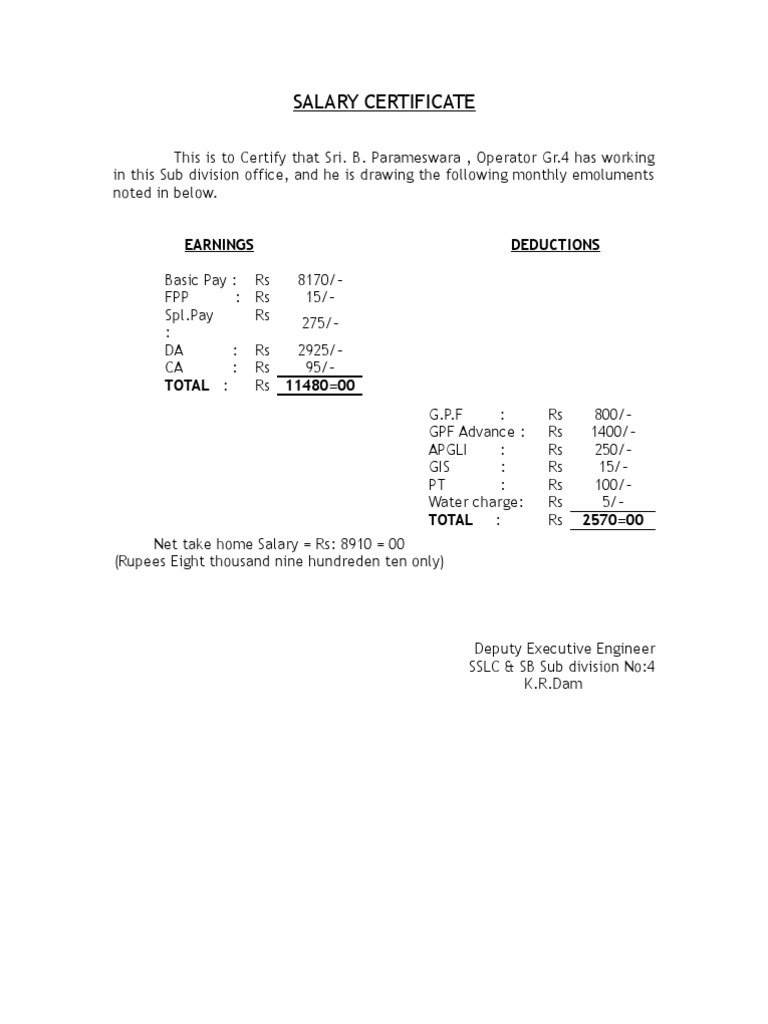 Salary Certificate | PDF | Rupee | Money