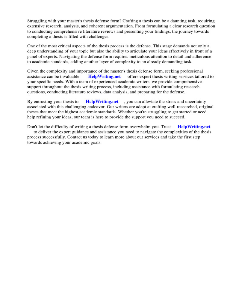 RSM Master Thesis Defence Form | PDF | Thesis | Methodology