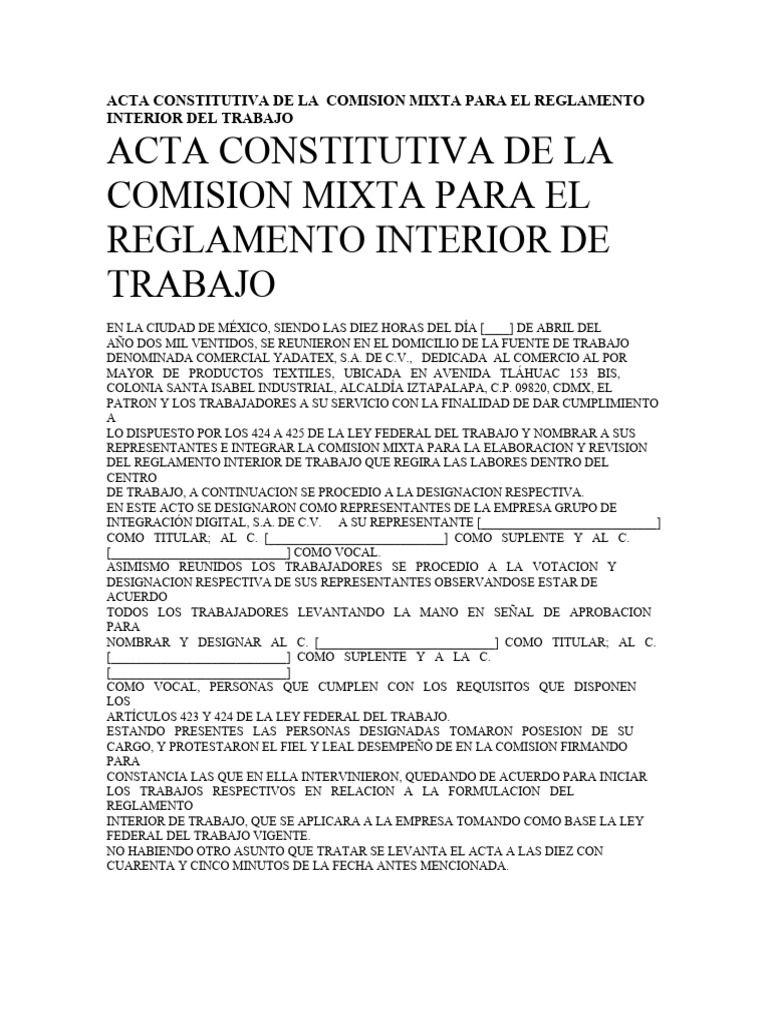 Acta Constitutiva | Descargar gratis PDF | Ciudad de México | Gobierno