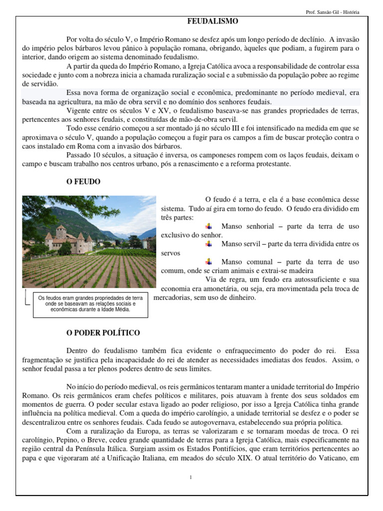 Estrutura do Feudo no Feudalismo | PDF | Feudalismo | Idade Média