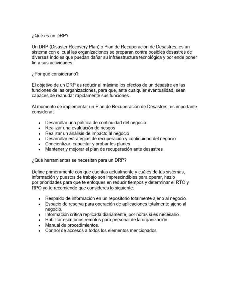 Guía Completa sobre Planes de Recuperación y Continuidad | PDF | Apoyo ...