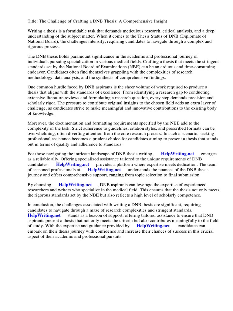 Navigating DNB Thesis Challenges | PDF | Career & Growth