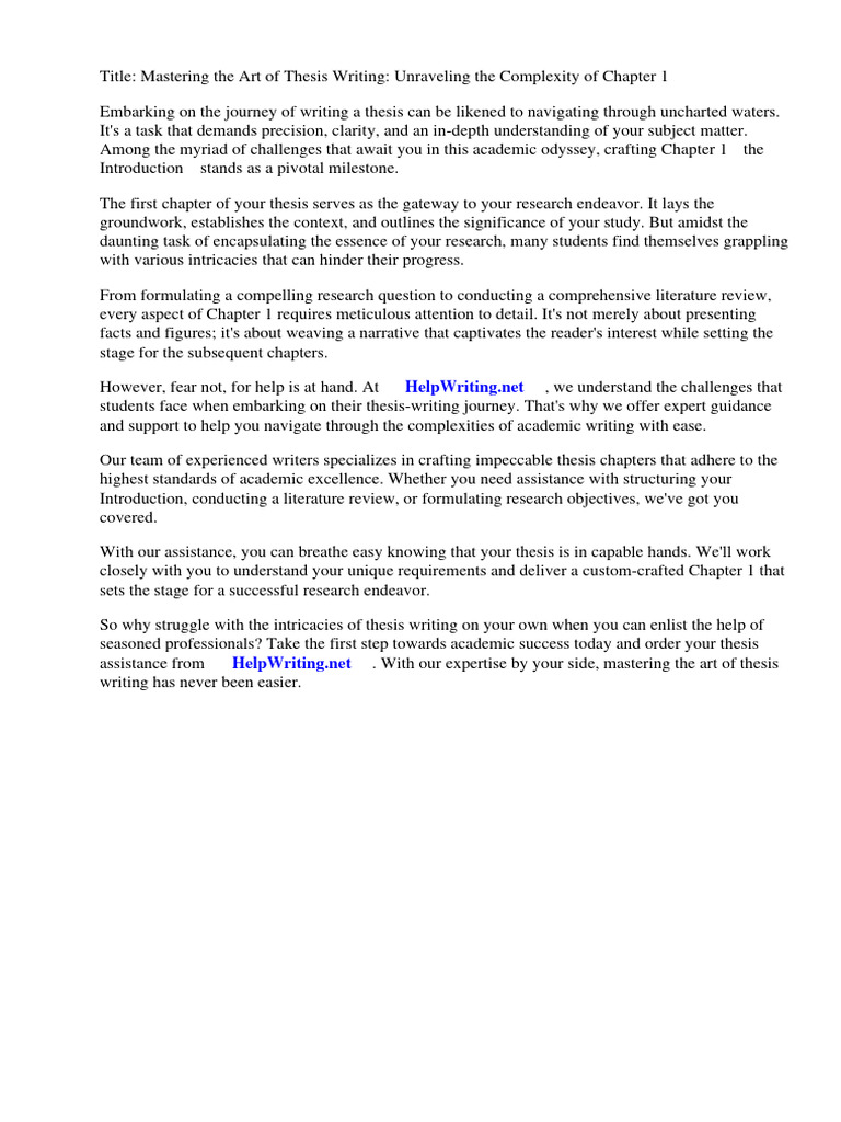 Thesis Format Chapter 1 Sample | PDF | Career & Growth