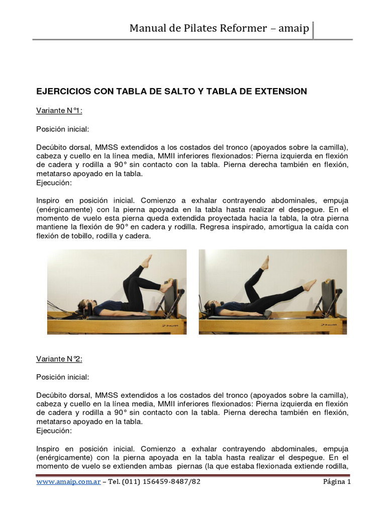 Manual de Pilates Reformer - Amaip: Ejercicios Con Tabla de Salto Y ...