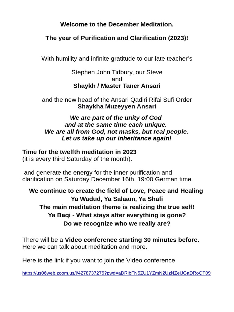 December 2023 Meditation Invitation | PDF | Spirituality | Religious ...