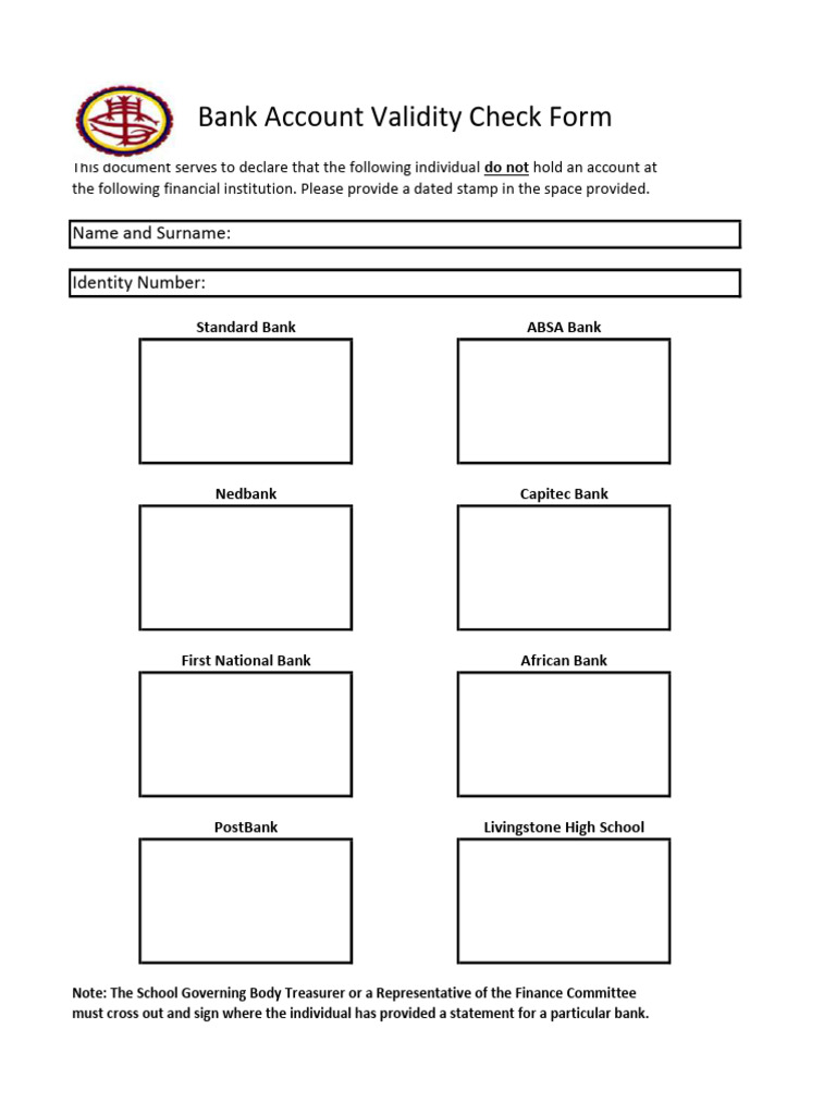Bank Account Validity Check Form | PDF