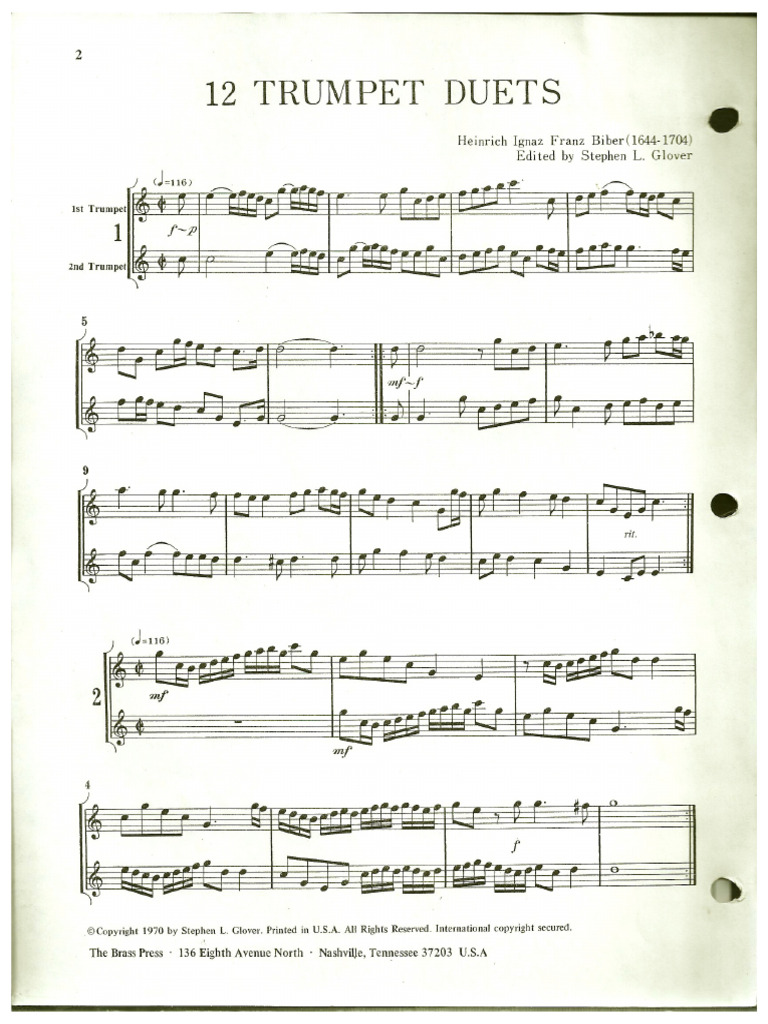 12 Trumpet Duets | PDF