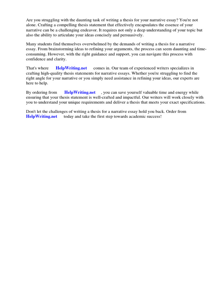 Thesis For A Narrative Essay Examples | PDF | Essays | Narrative