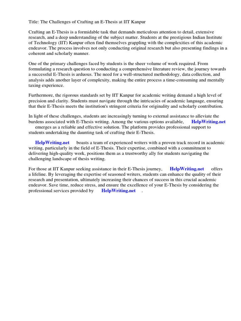 E Thesis Iit Kanpur | PDF | Thesis | Engineering