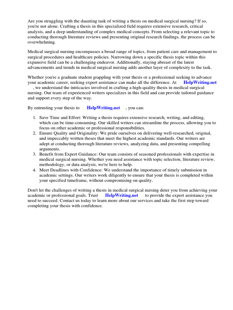 Thesis Topics Medical Surgical Nursing | PDF