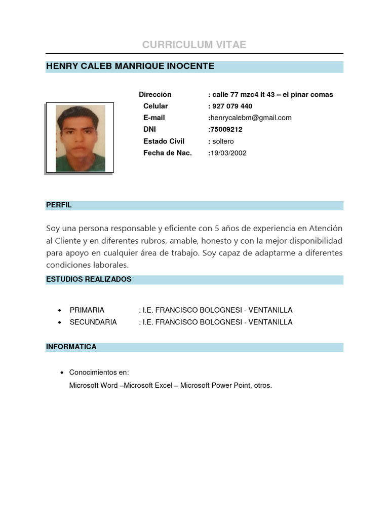 CURRICULUM VITAE Caleb | PDF