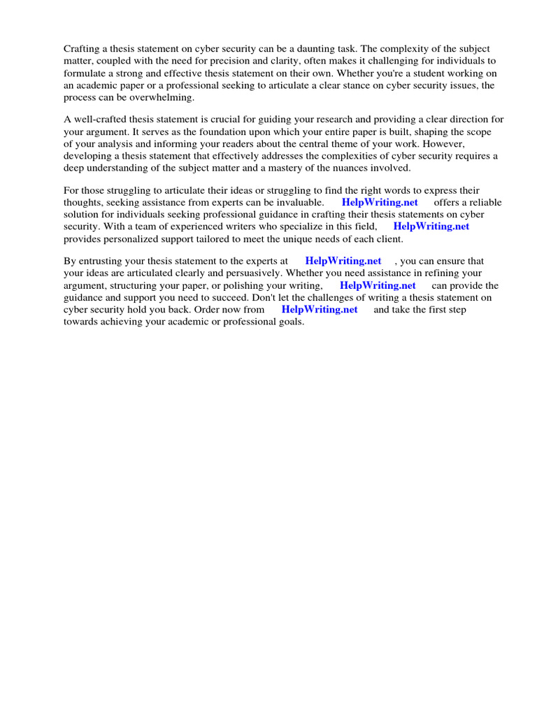 Thesis Statement Cyber Security | PDF | Security | Computer Security