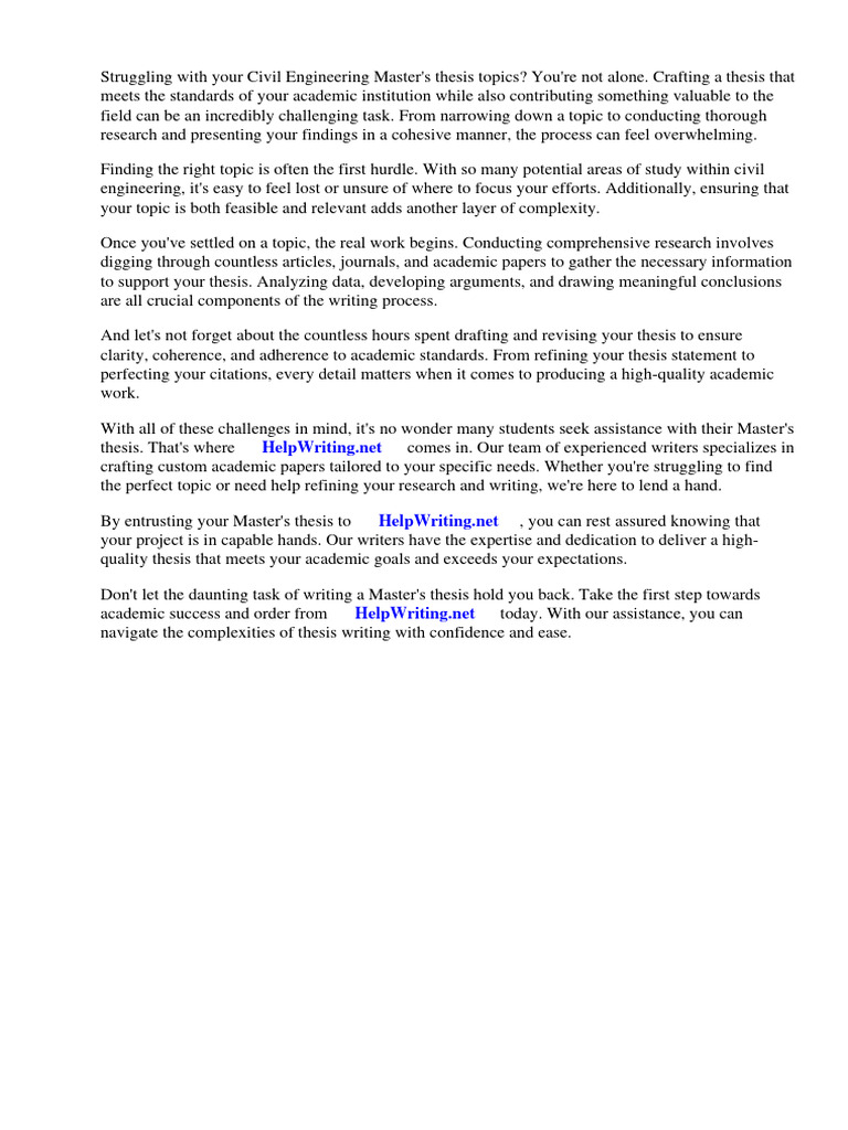 Mastering Civil Engineering Thesis Topics | PDF | Thesis | Engineering