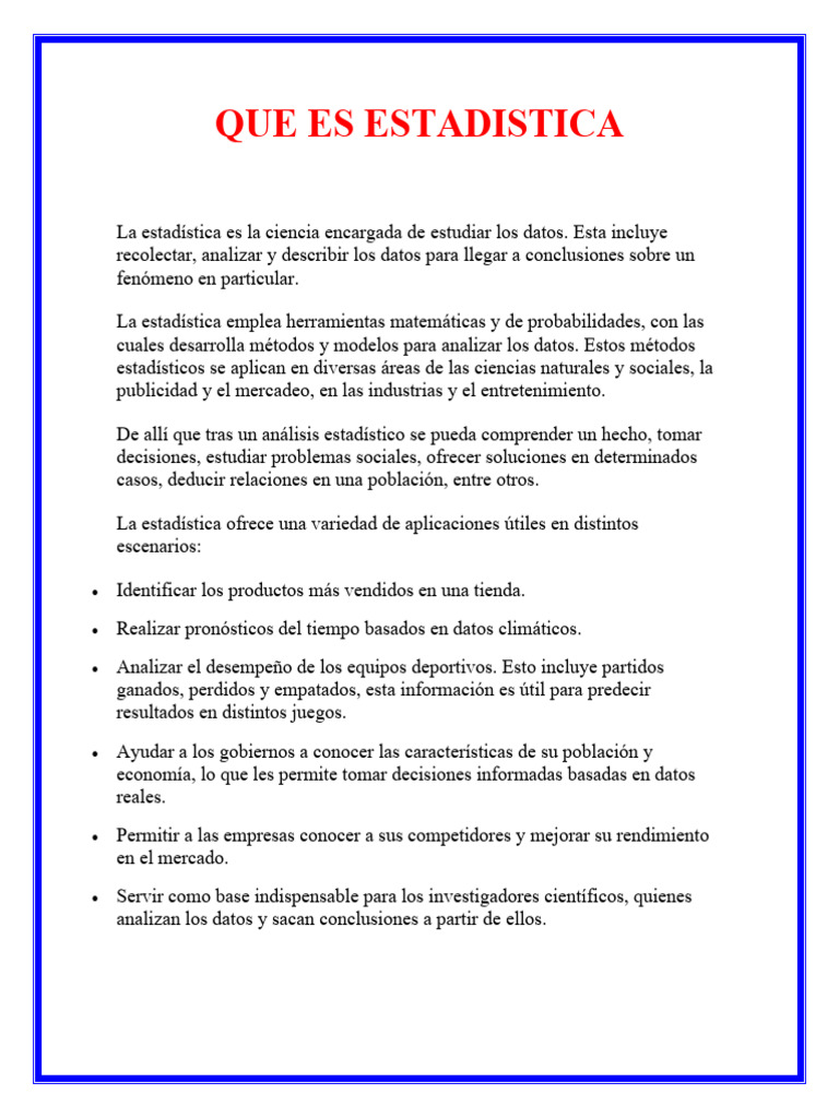 Que Es Estadistica | Descargar gratis PDF | Muestreo (Estadísticas) | Media