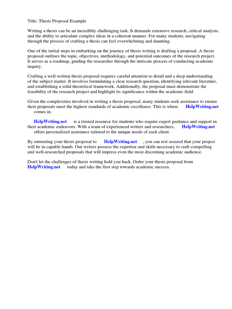 Title Thesis Proposal Example | PDF | Thesis | Methodology
