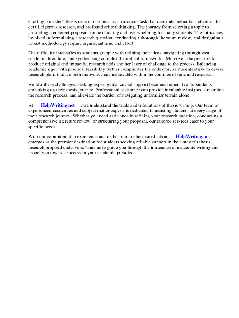 Master Thesis Research Proposal | PDF | Thesis | Methodology