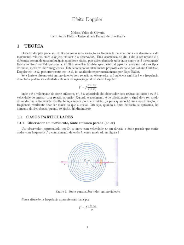 Efeito - Doppler Trabalho 1 Completo | PDF | Efeito Doppler | Redshift