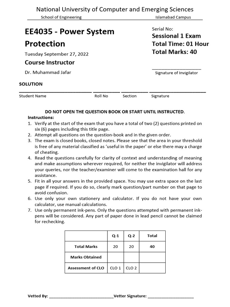 Sessional 1 Solution EE4035 PSPA202203 | PDF | Electromagnetism ...