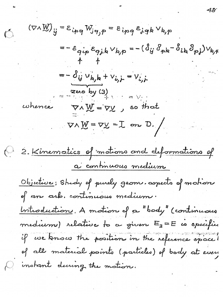 2. Kinematics of Motions and Deformations of a Continuous Medium | PDF