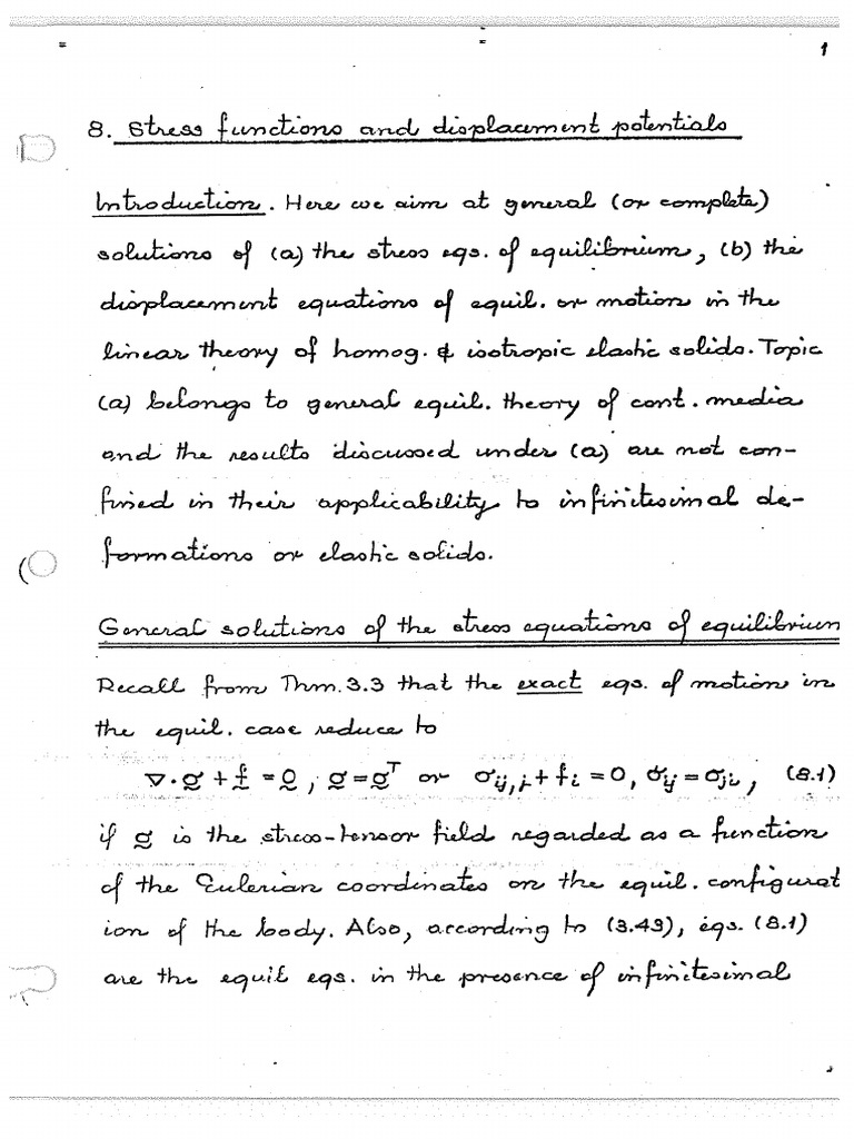 Stress Functions and Displacement Potentials | PDF