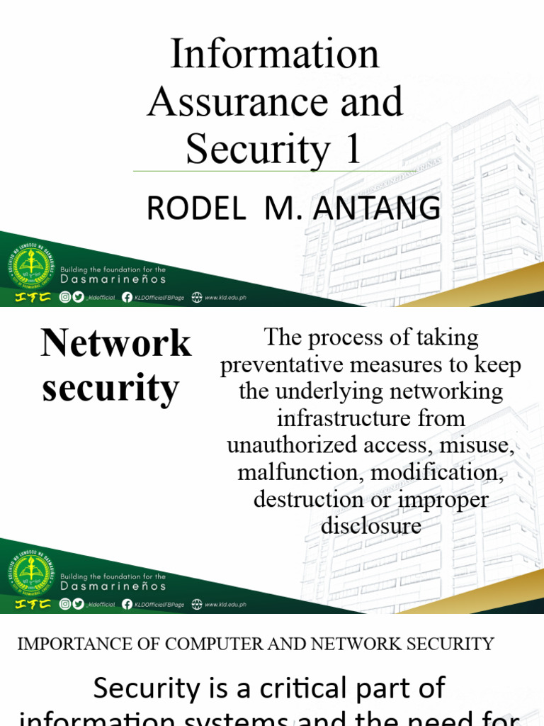 KLD PPT - Information Assurance and Security Introduction - 2024 ...