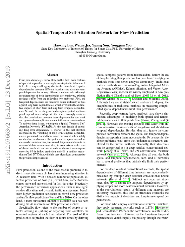 Spatial-Temporal Self-Attention Network For Flow Prediction | PDF | Deep Learning | Root Mean ...