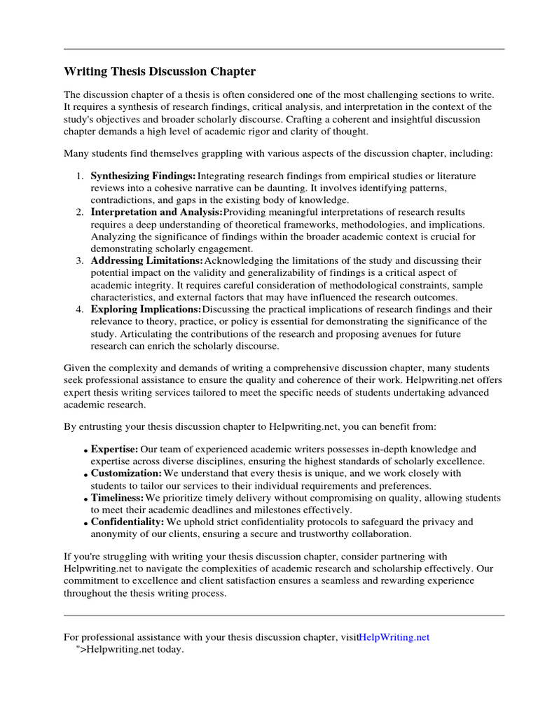 Writing Thesis Discussion Chapter | PDF | Thesis | Methodology