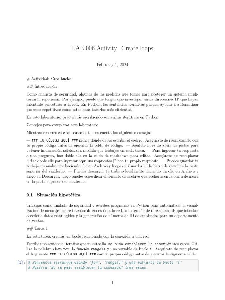 LAB 006 Activity Create Loops | PDF | Python (lenguaje de programación ...