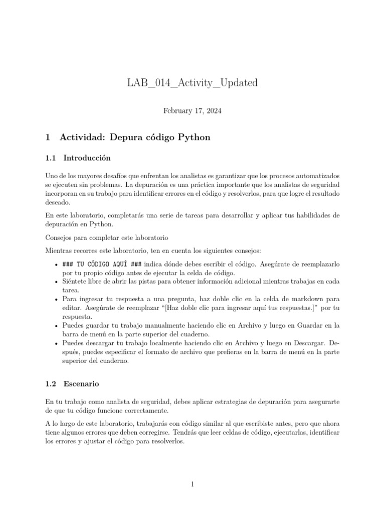 LAB 014 Activity Updated | Descargar gratis PDF | Python (lenguaje de programación) | Ciencias ...