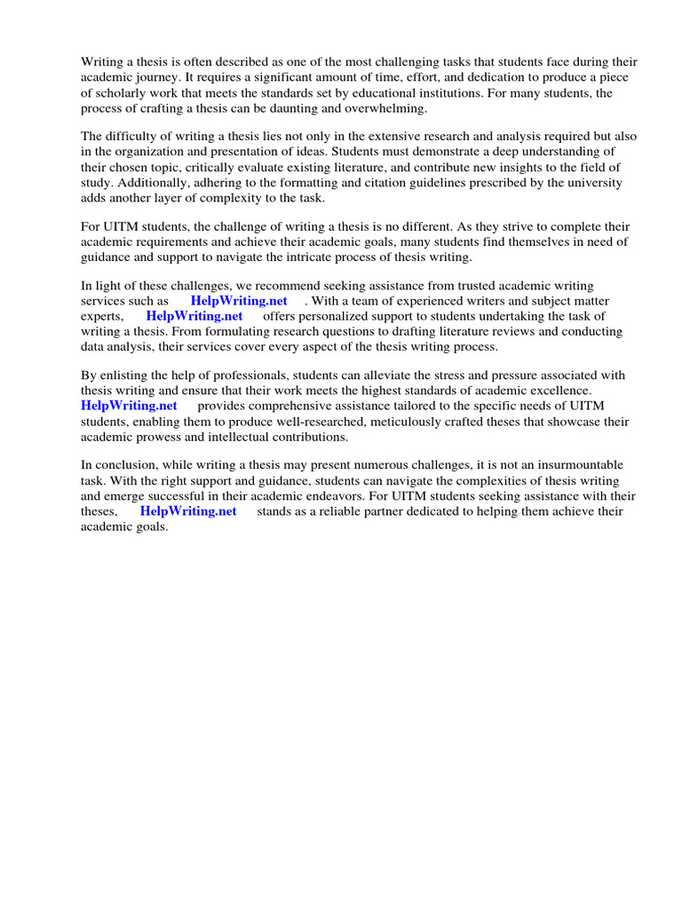 Sample Thesis Uitm Student | PDF | Thesis