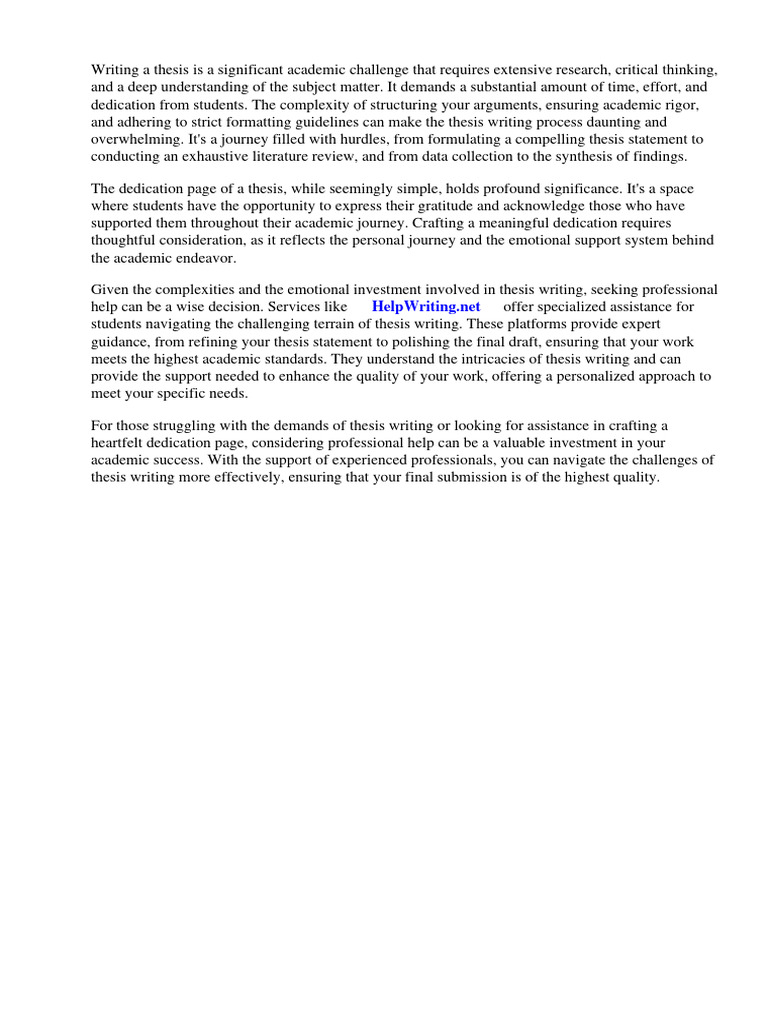 Sample Thesis Dedication Page | PDF | Thesis