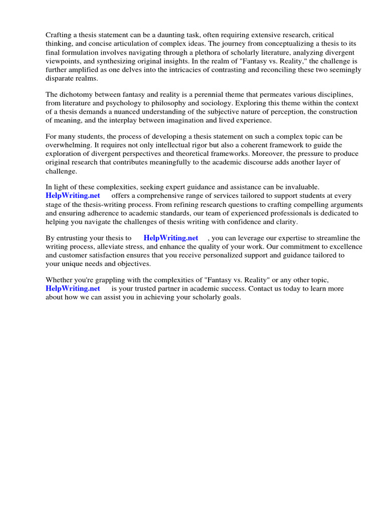 Thesis Statement Fantasy Vs Reality | PDF | Macbeth | Reality