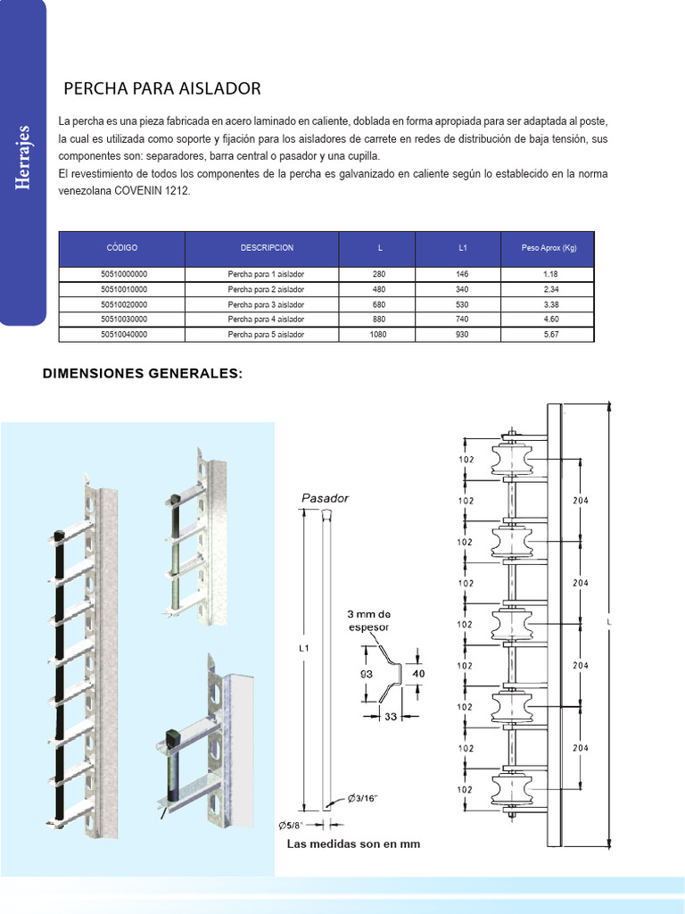 Percha-Aislador DE 5 PUESTOS | PDF
