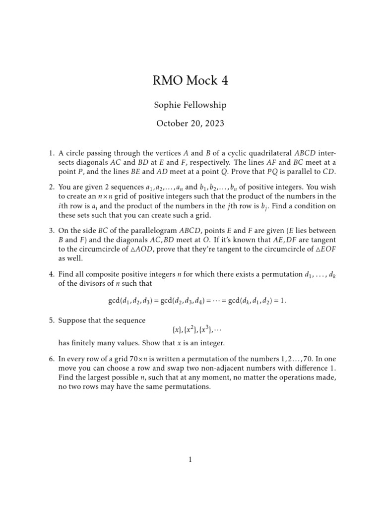 Sophie RMO Mock 4 | PDF