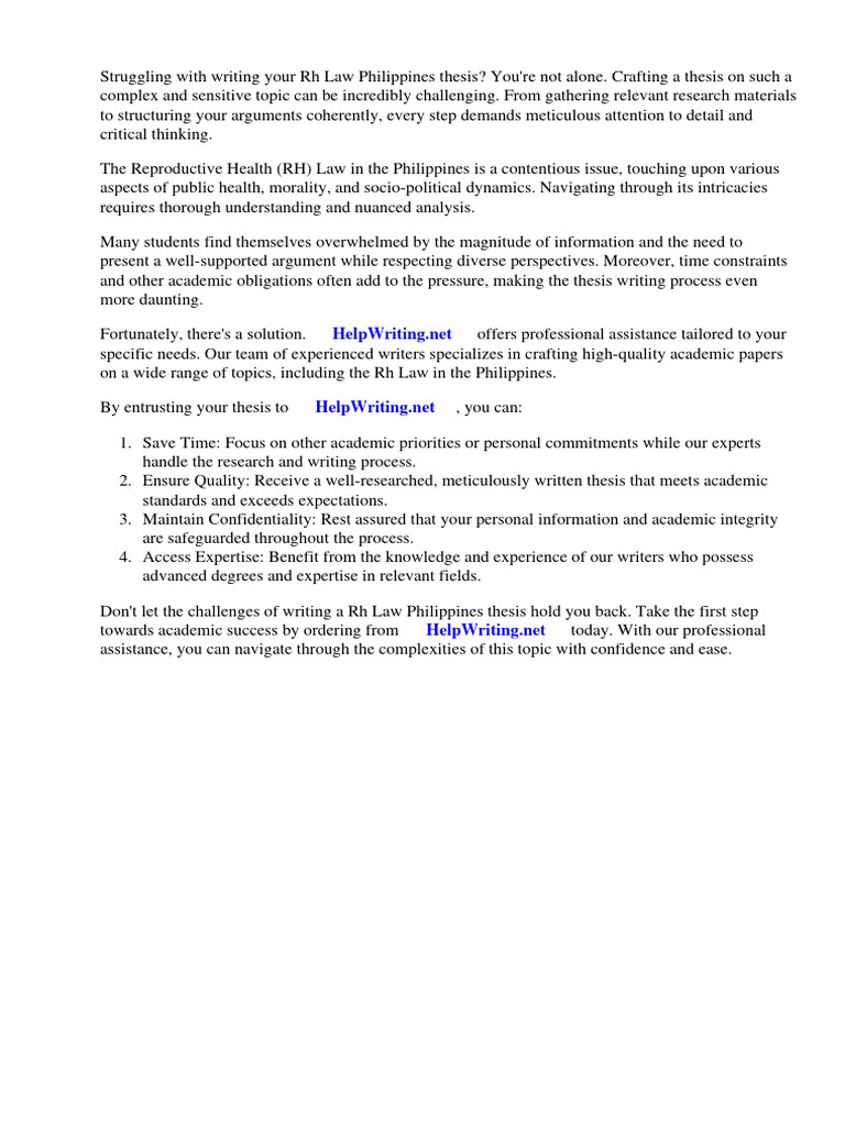 RH Law Philippines Thesis | PDF | Thesis | Expert